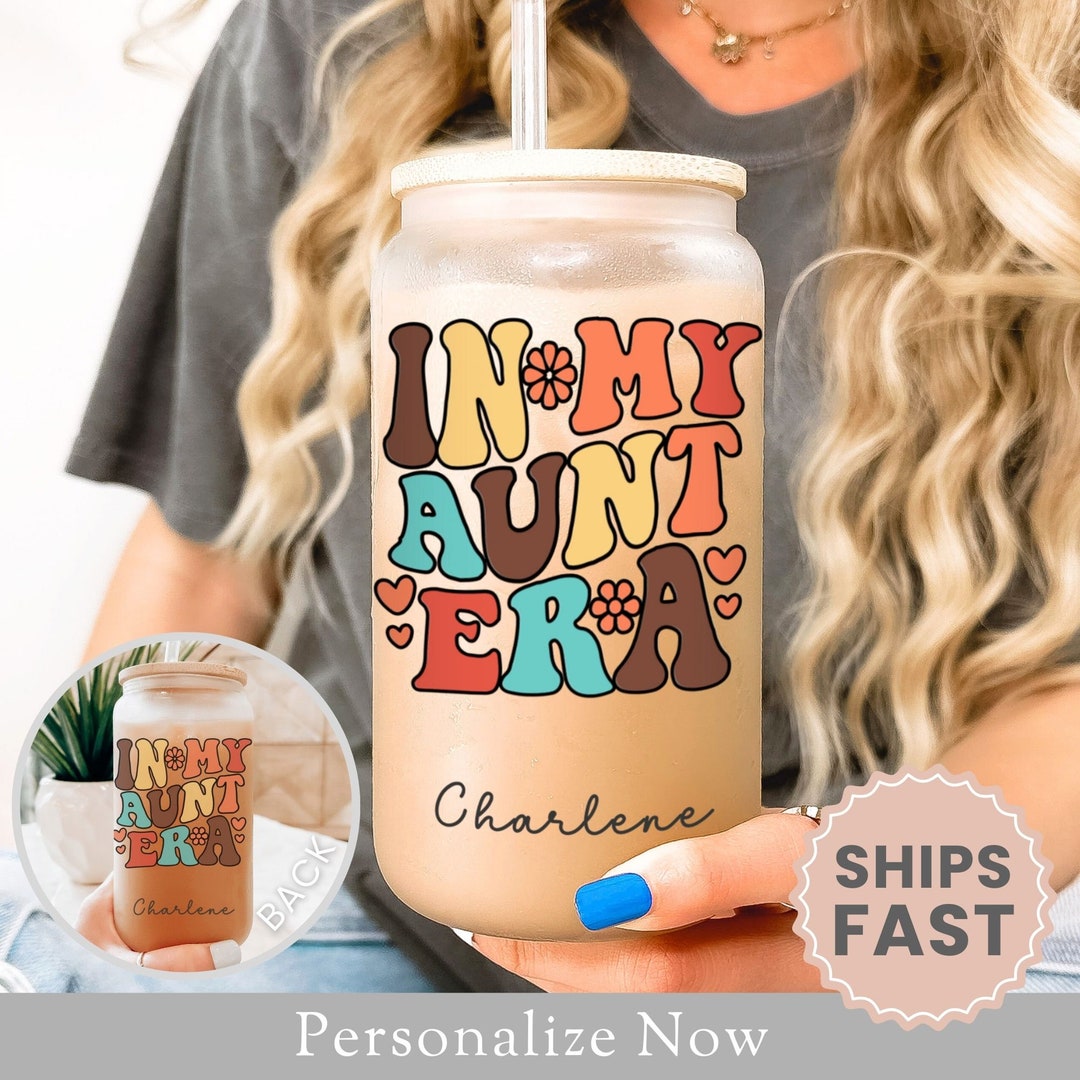Personalized Aunt Frosted Glass Cup Gift for Aunt Glass Tumbler New ...