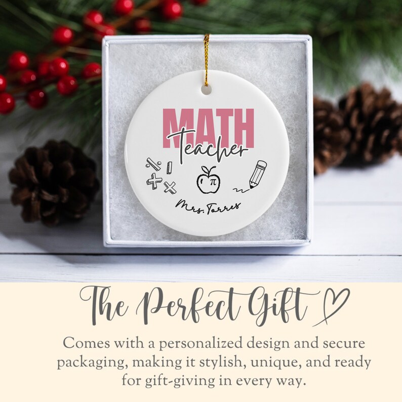 Personalized Math Teacher Ornament Gift for Math Teacher Keepsake ...