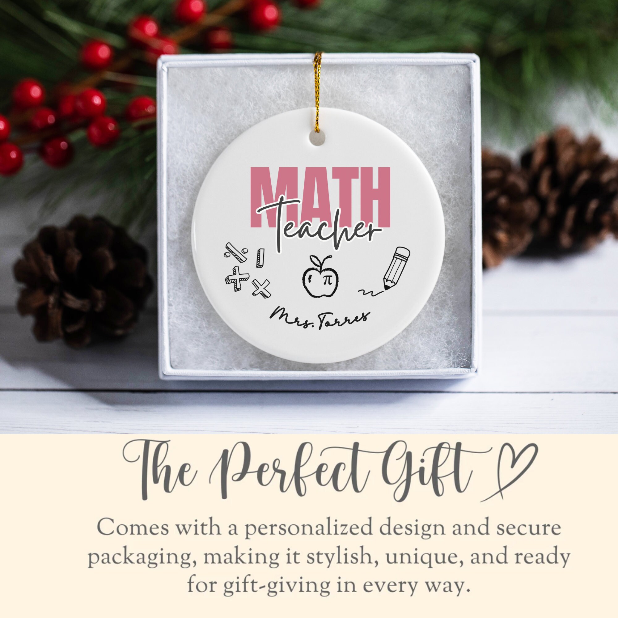 Personalized Math Teacher Ornament Gift for Math Teacher Keepsake ...