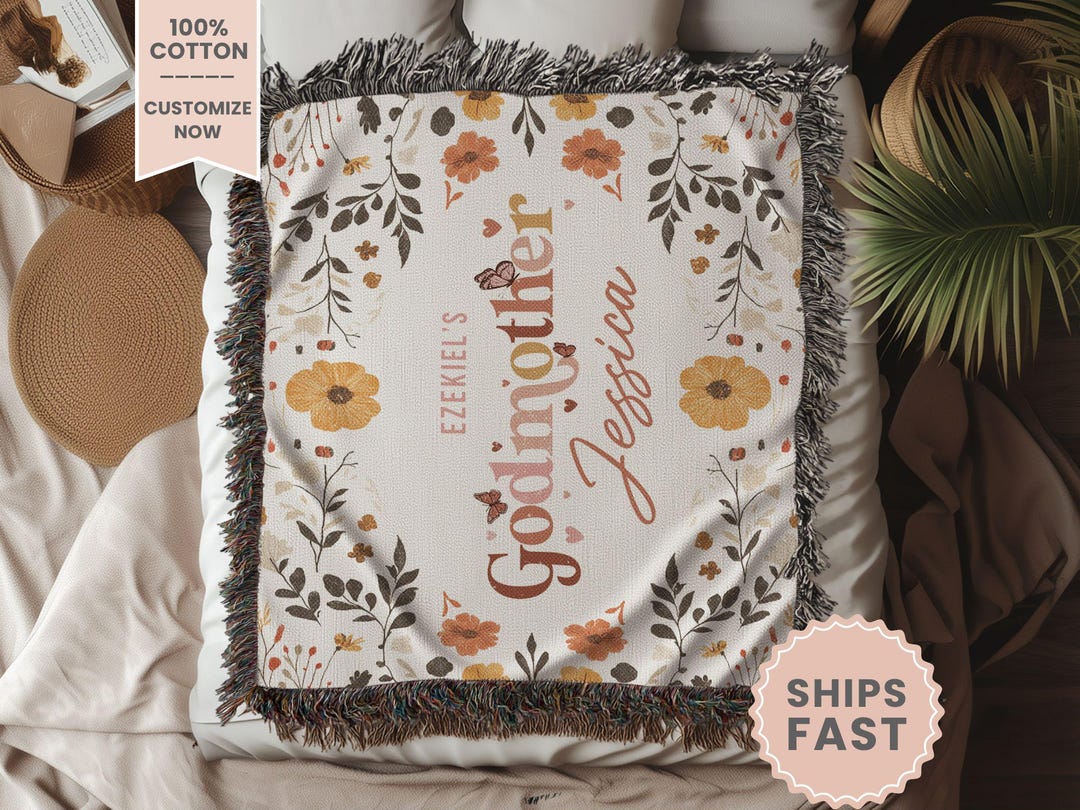 Personalized Godmother Woven Blanket Gift for Godmother Tapestry ...