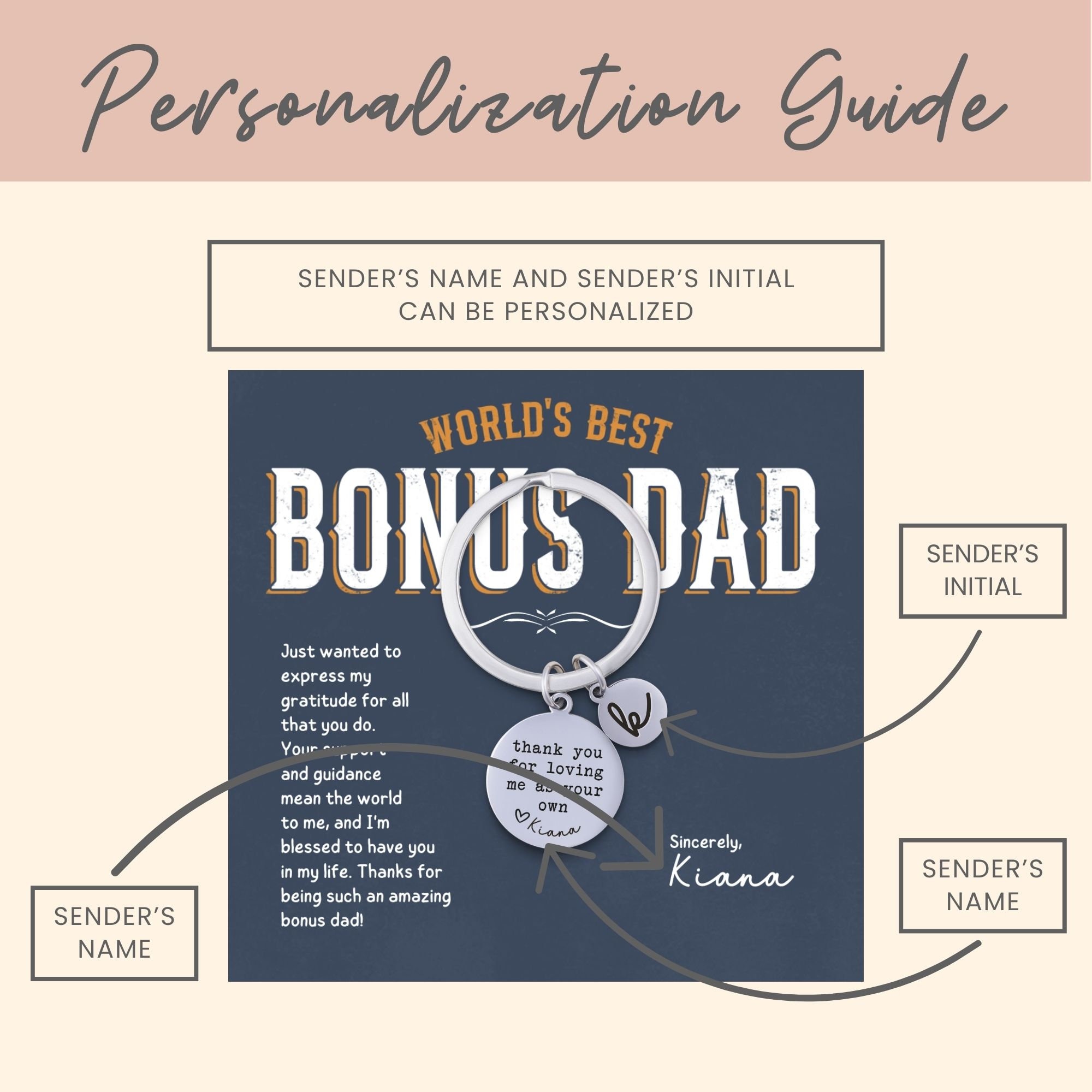 Personalized Bonus Dad Keychain Gift for Bonus Dad Keyring Father’s Day ...