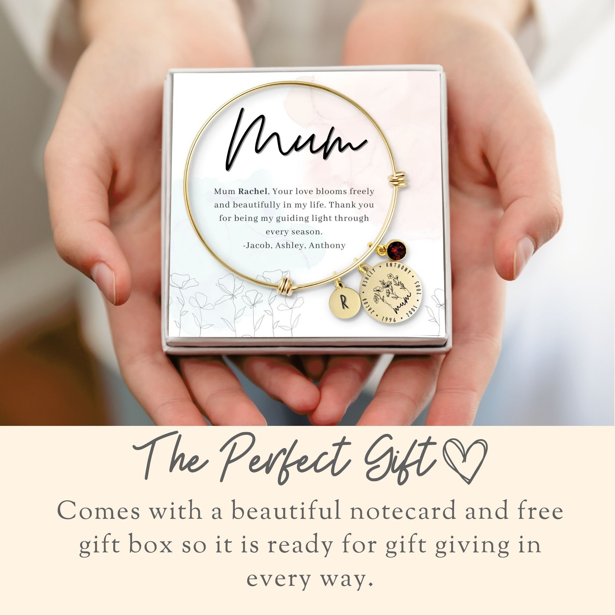 Personalized Mum Bracelet Gift for Mum Bangle Bracelet Mothers Day Gift ...