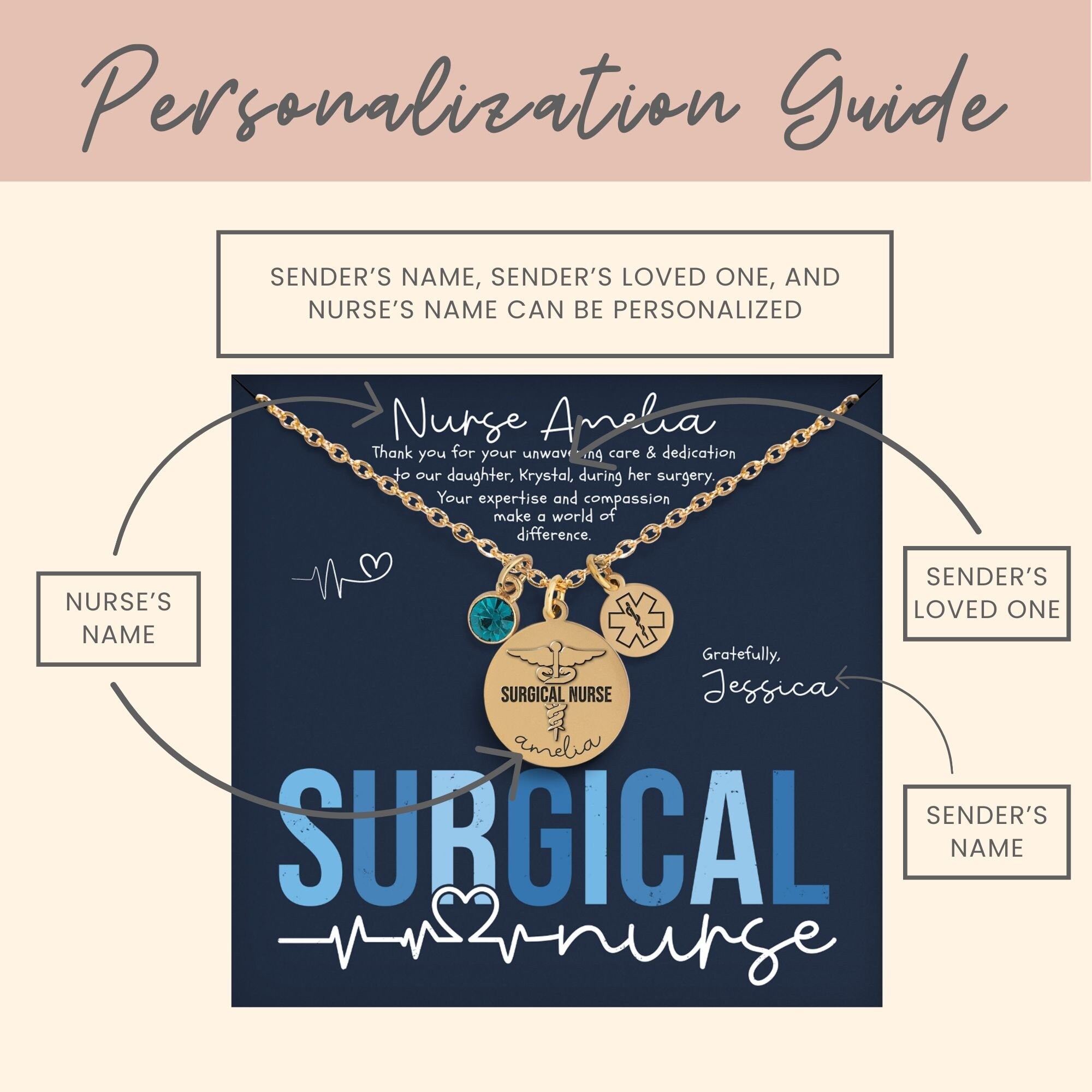 Personalized Surgical Nurse Necklace Gift for Surgical Nurse Jewelry ...
