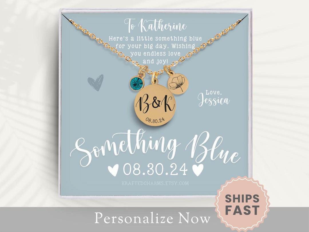 Personalized Something Blue Necklace Gift for Bride Something Blue ...