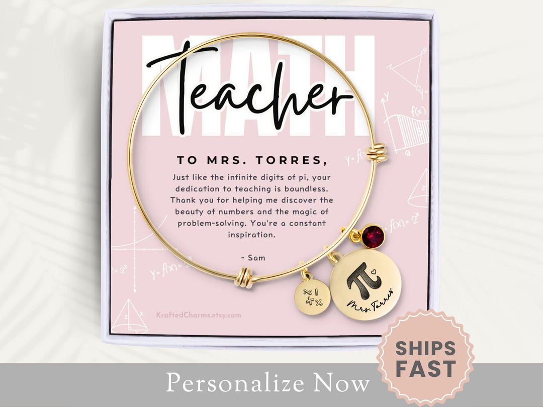 Personalized Math Teacher Bracelet Gift for Mathematics Teacher Bangle ...