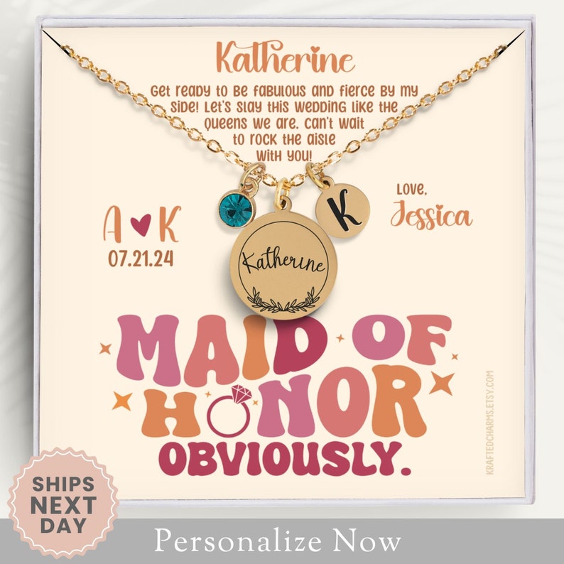 Personalized Maid of Honor Necklace Gift for Maid of Honor Jewelry ...
