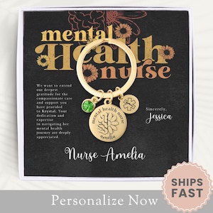 Personalized Mental Health Nurse Keychain Psychiatric Nurse Keychain ...