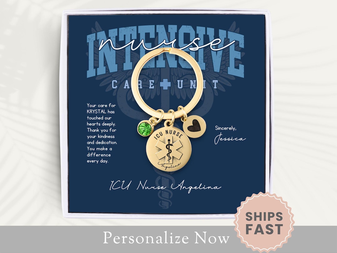 Personalized ICU Nurse Keychain Cute ICU Gift for Intensive Care Unit ...