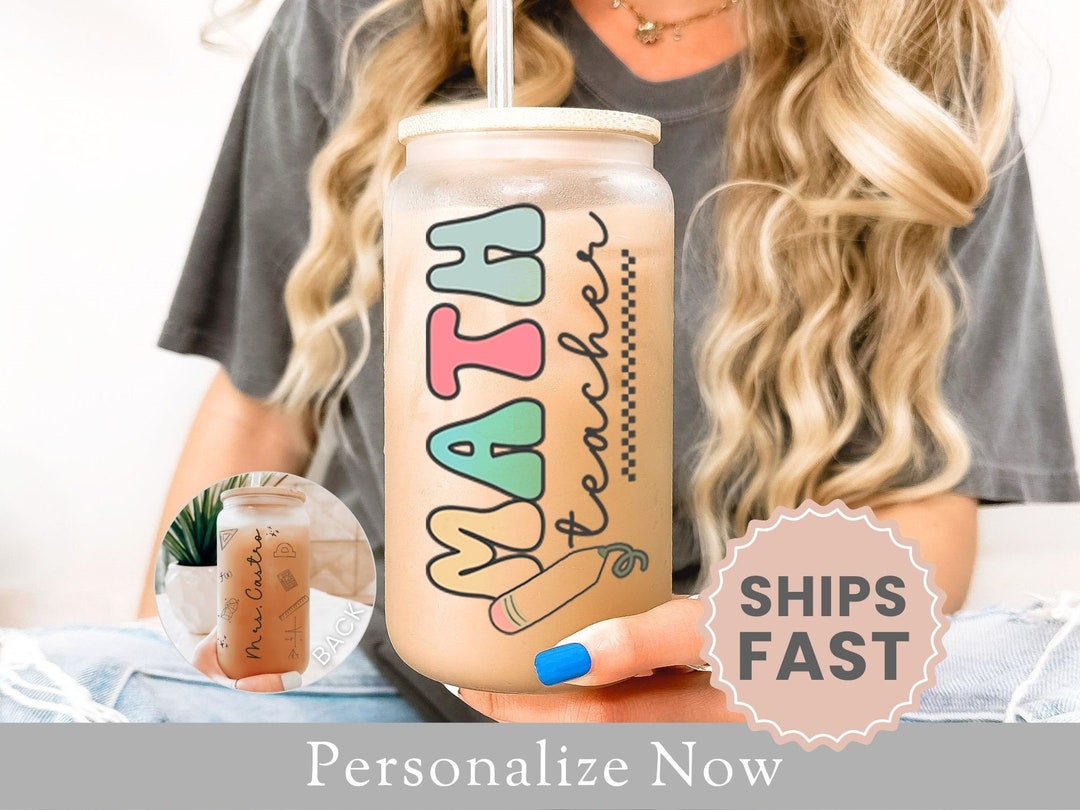 Personalized Math Teacher Frosted Glass Cup Gift for Mathematics ...