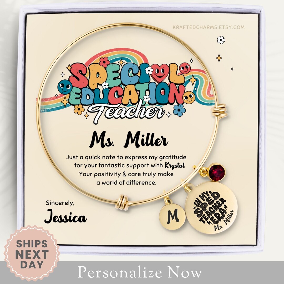 Personalized Special Education Teacher Bracelet Gift for Special Ed ...