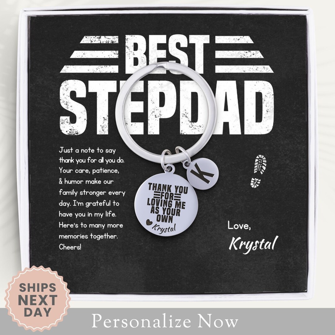 Personalized Step Dad Keychain Fathers Day Gift for Step Dad Key Chain ...
