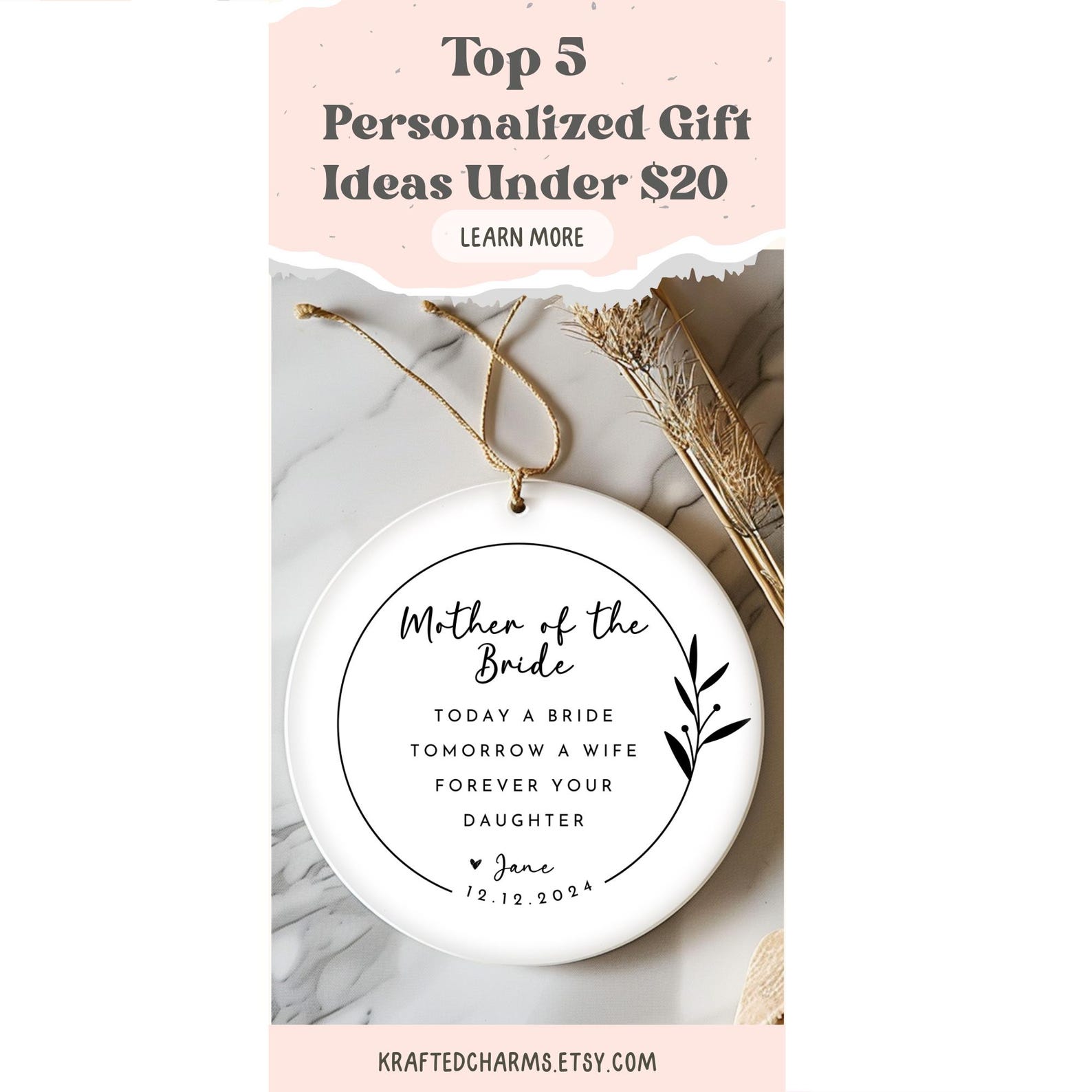 Personalized Mother of the Bride Ornament Gift for Mom of Bride ...
