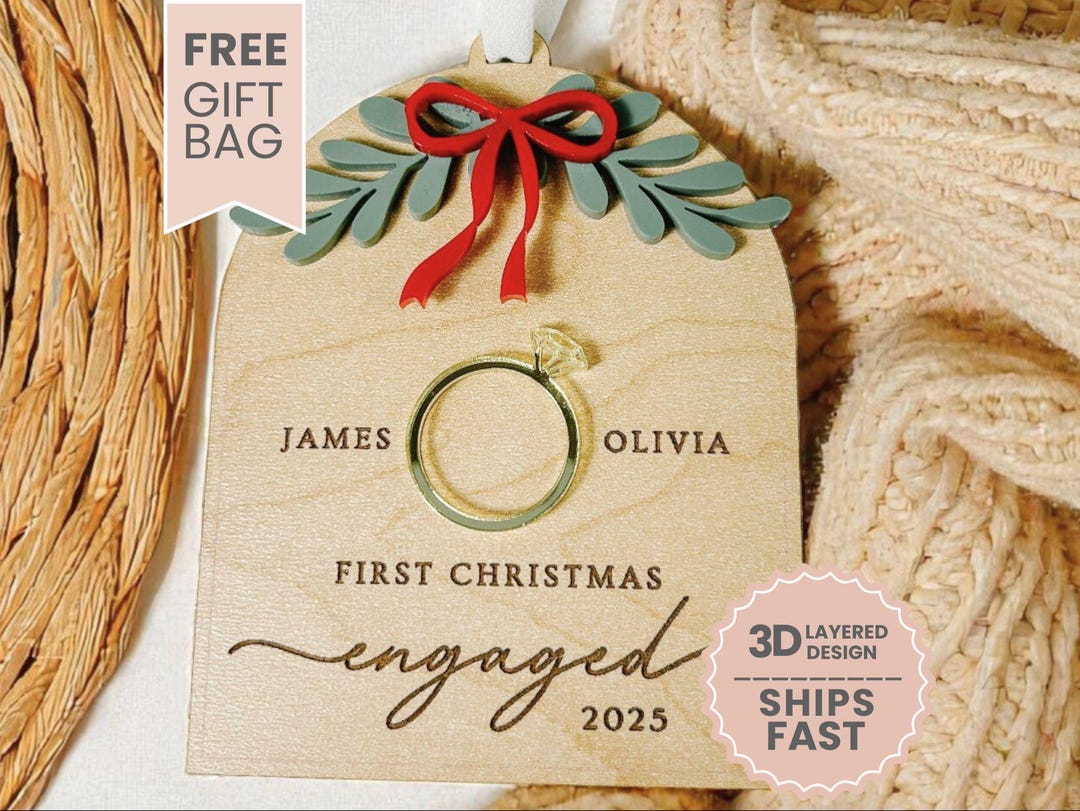 Personalized First Christmas Engaged Ornament Engraved Gift for Newly ...