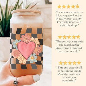 Personalized Checkered Frosted Glass Cup Gift for Retro Lover Christmas ...
