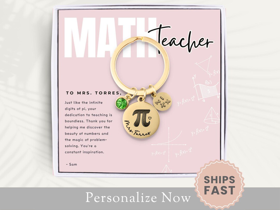 Personalized Math Teacher Keychain Gift for Mathematics Teacher Key ...
