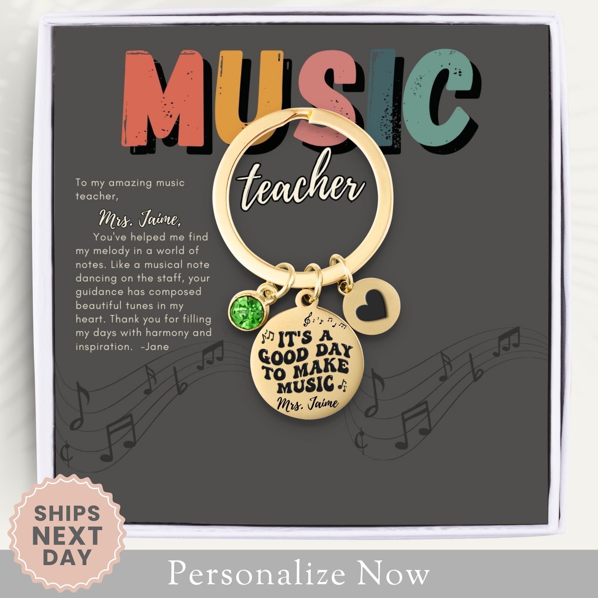 Personalized Music Teacher Keychain Gift for School Music Teacher ...