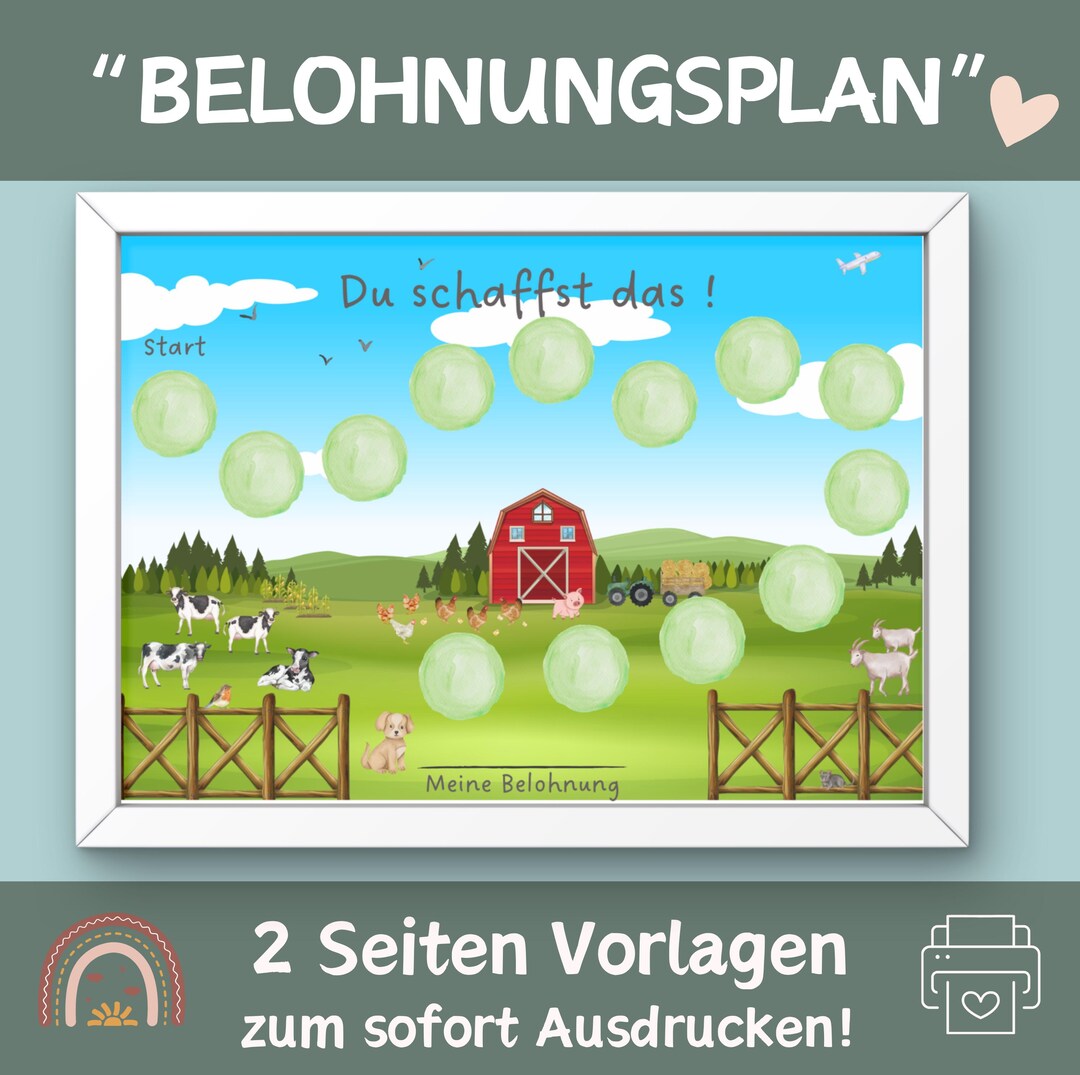 Farm Reward Chart | Boy Reward Chart | Toddler Reinforcement Chart ...