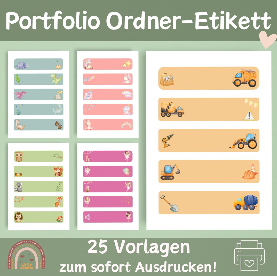 25 Portfolio Folder Label Kita Folder Spine Nursery/child Daycare ...
