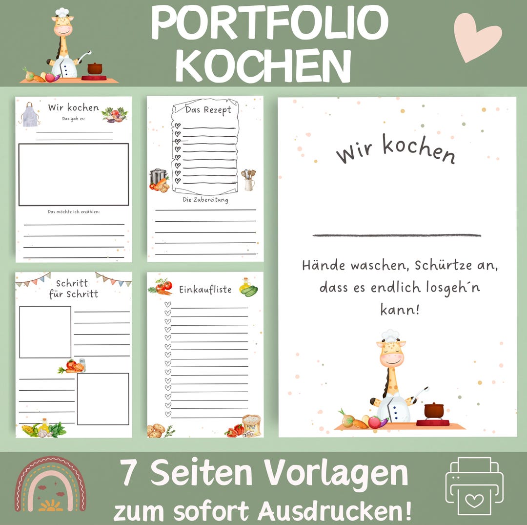 Portfolio Templates Cooking Portfolio Kindergarten Portfolio Template ...