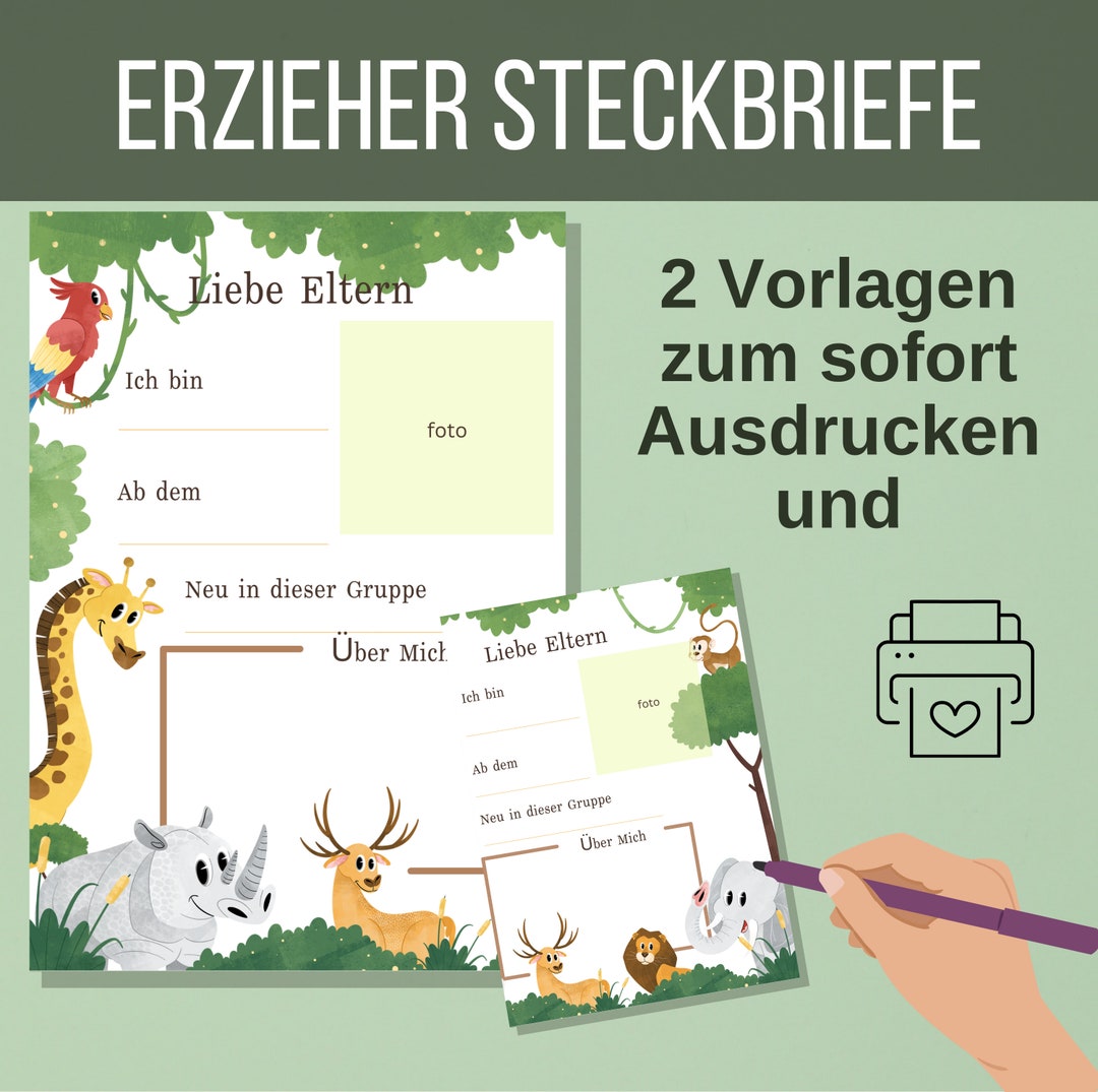 2 Steckbriefe für Erzieher Steckbriefe Kita Vorlagen Erzieherinnen ...