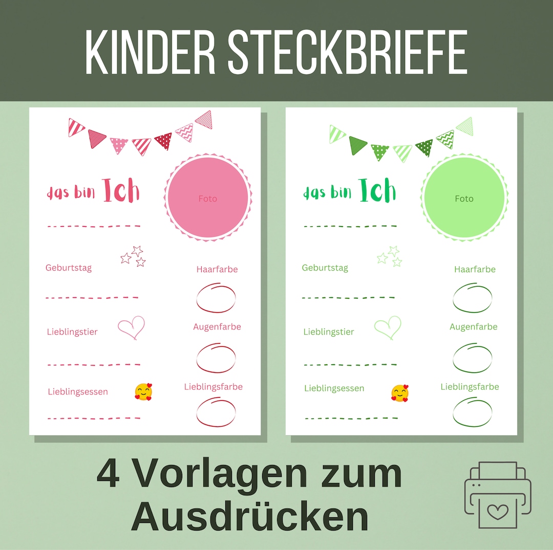 4 Kinder Steckbriefe Kita das bin Ich Steckbriefe Kindergarten ...