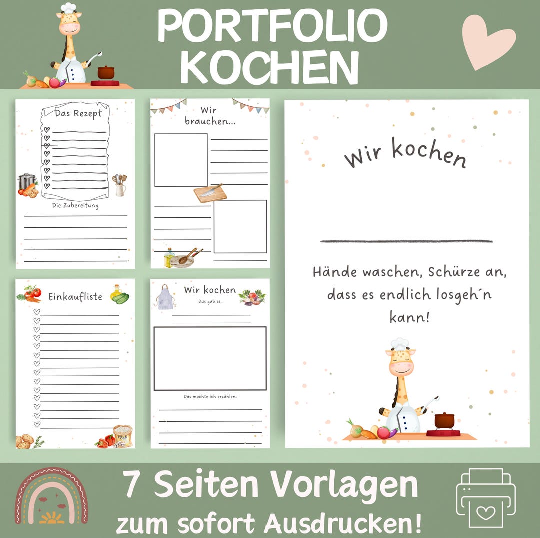 Portfolio Templates for Cooking | Portfolio for Kindergarten ...