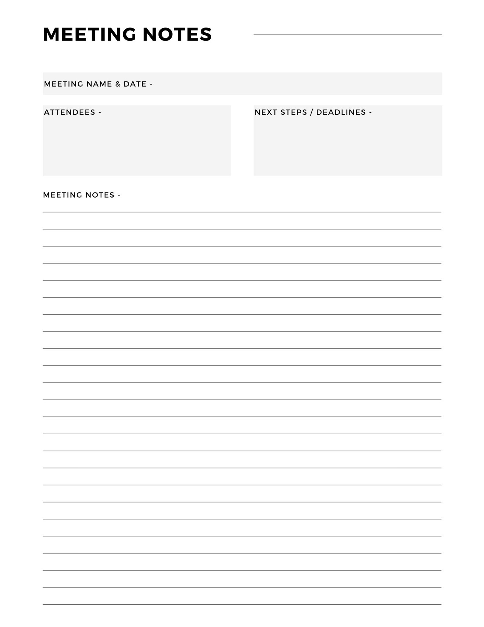 Minimalist Meeting Notes Templates, 5 Meeting Templates, Meeting Notes ...