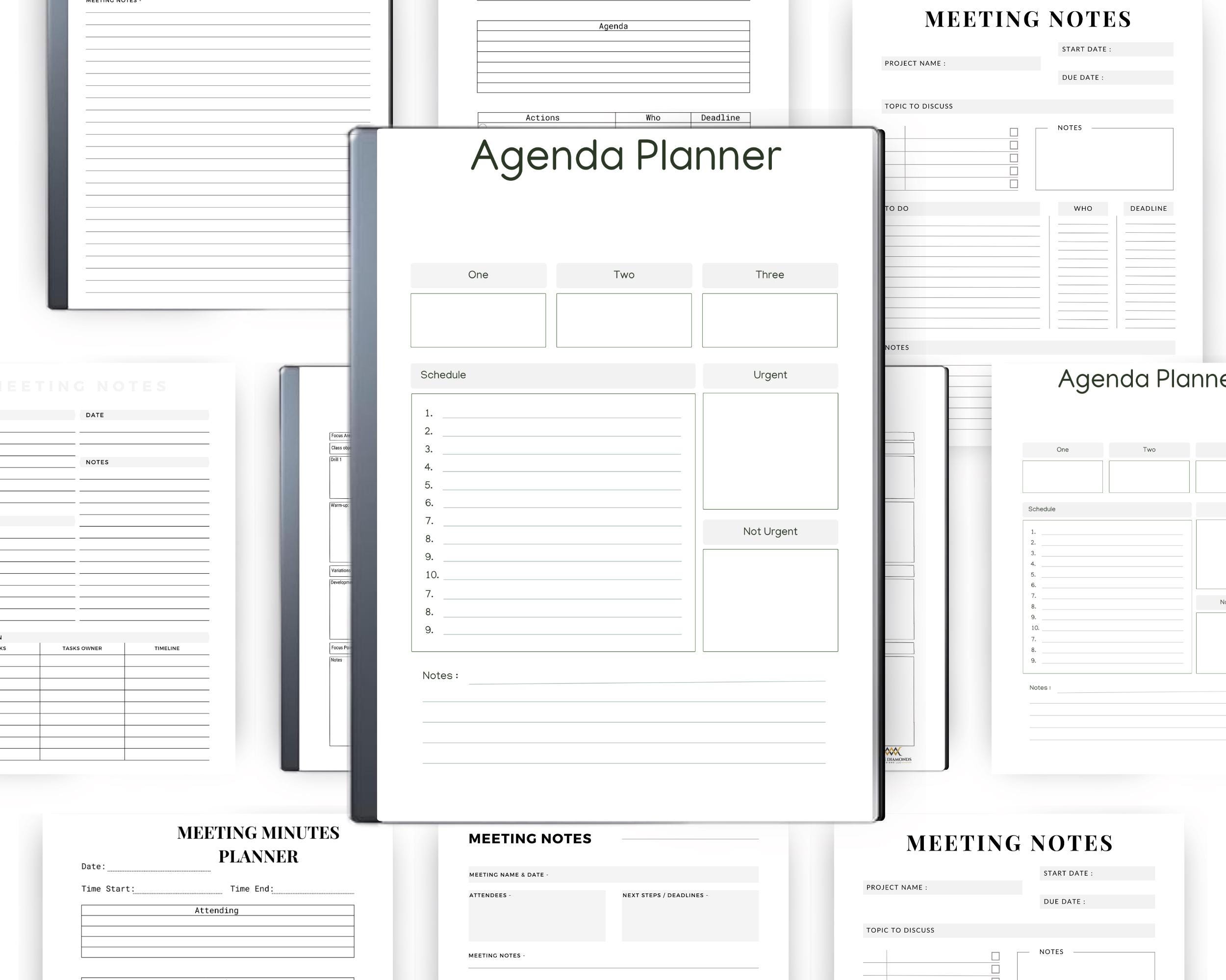 Minimalist Meeting Notes Templates, 5 Meeting Templates, Meeting Notes ...