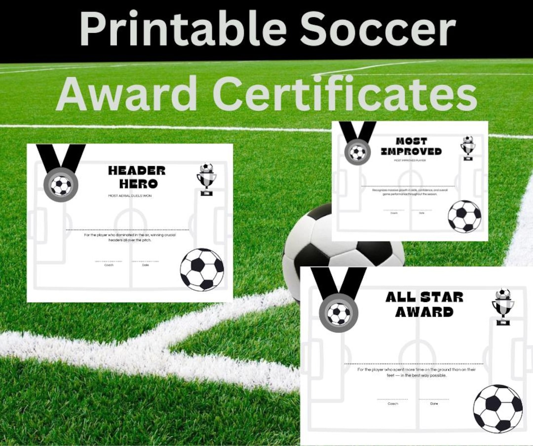Printable Soccer Award Certificates, End of Season Team Awards, Youth ...