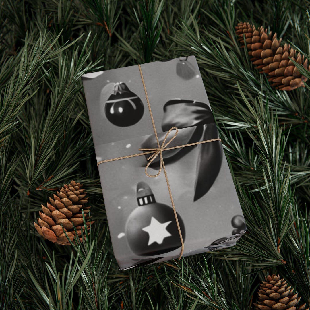Minimalist Elegant Christmas Wrapping Paper, Black and White Holiday ...