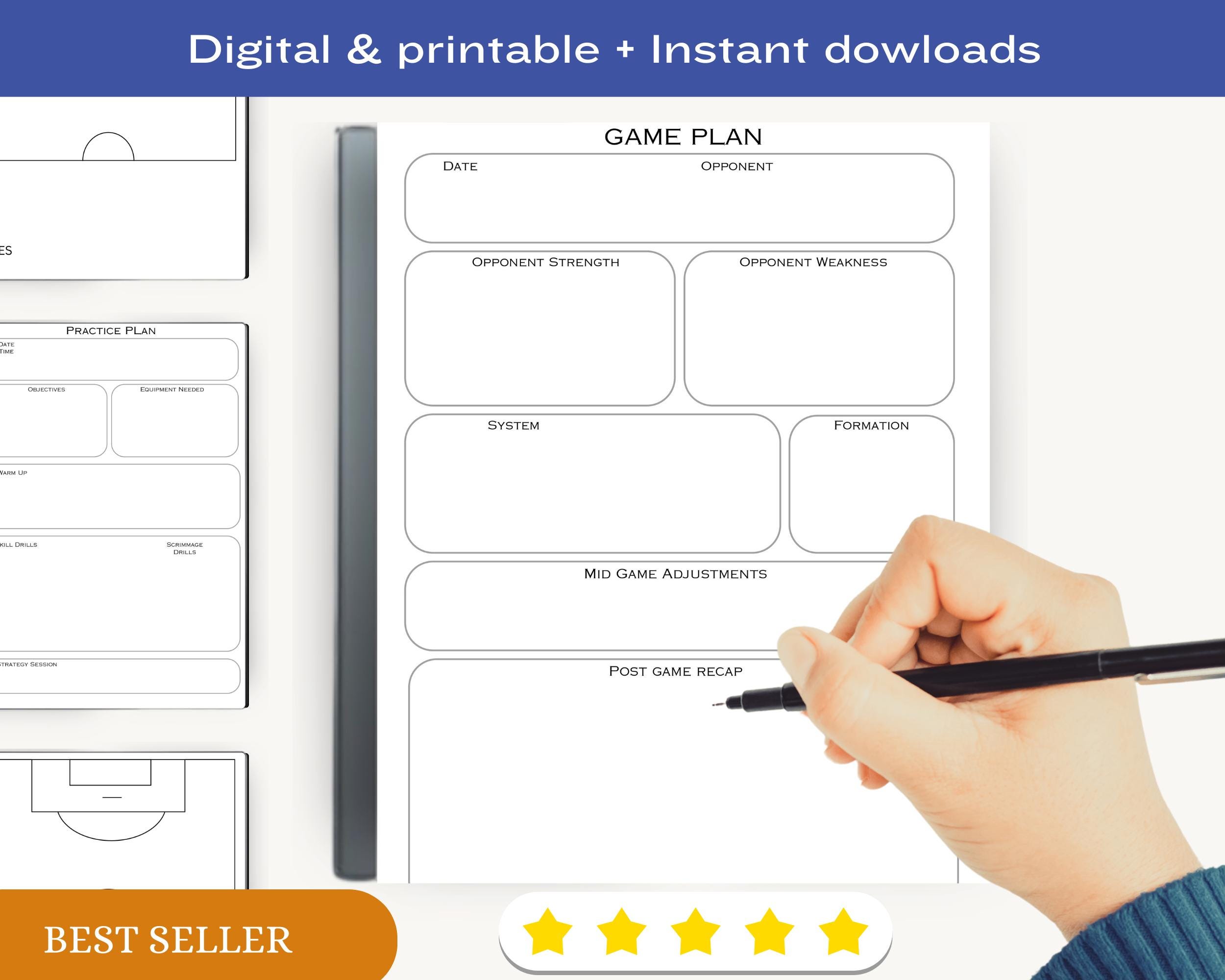 Soccer Coach Templates, Game Day Planner, Soccer Field Diagram ...
