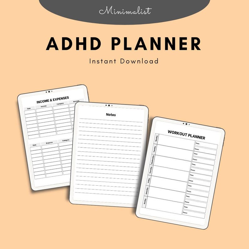 ADHD Planner Adult, Digital Download for Productivity, Daily Life ...