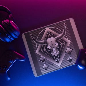 Modern Geometric Bull Skull Wall Art, Monochromatic Southwestern Decor ...