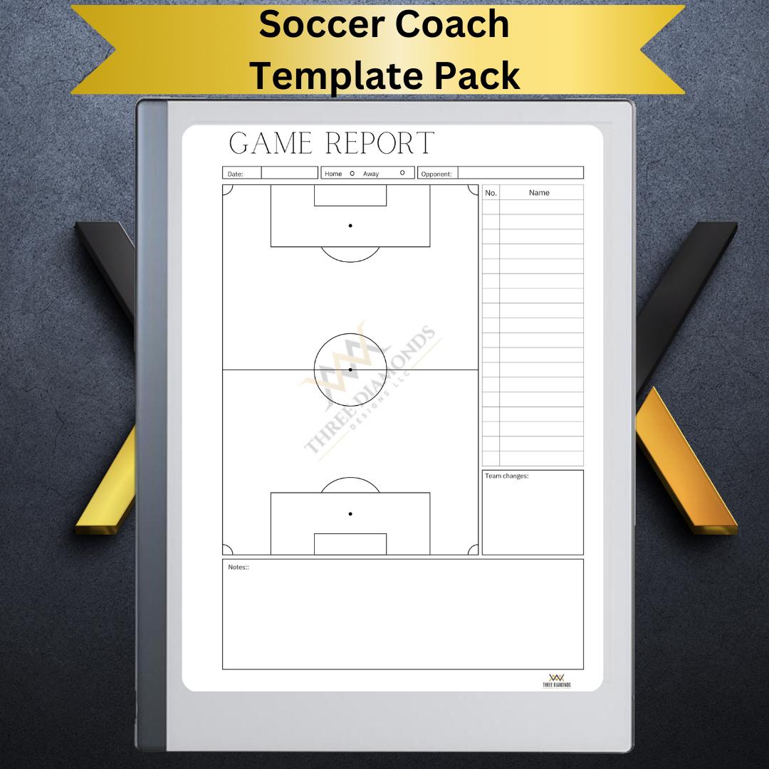 Soccer Coach Templates, Game Day Planner, Soccer Field Diagram ...