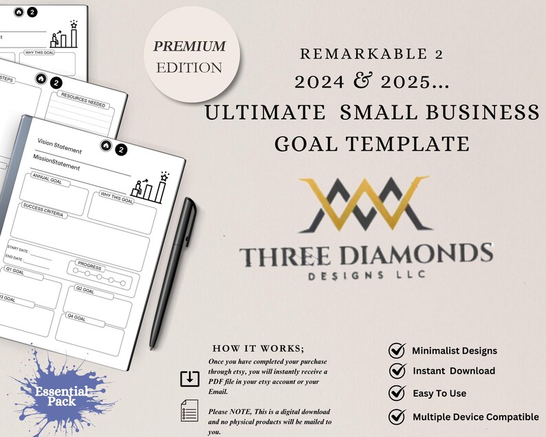 Small Business Goal Planner | Digital Template | Compatible With ...