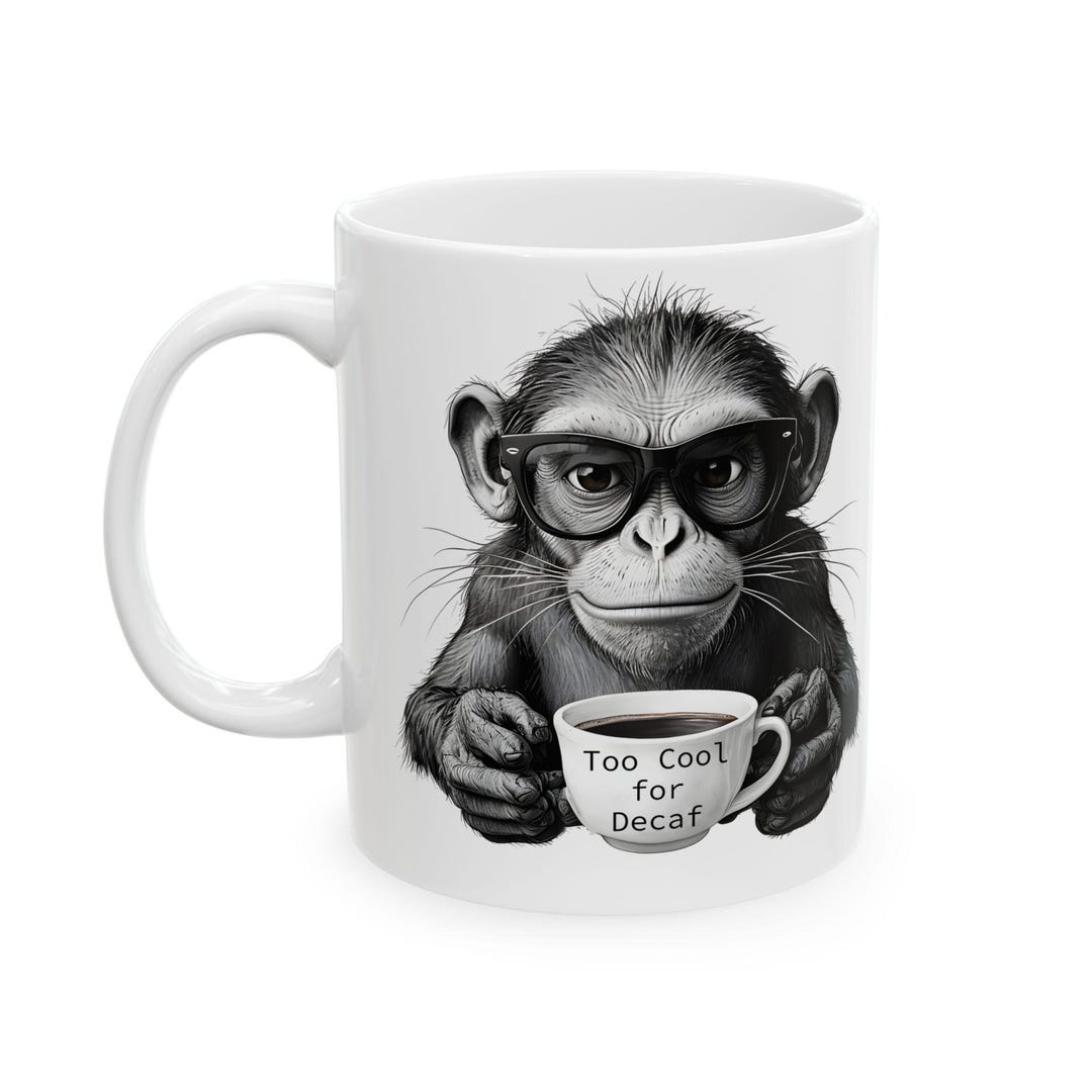 Playful Monkey Coffee Mug, Adorable Animal Print ,caffeine Addict Gift ...