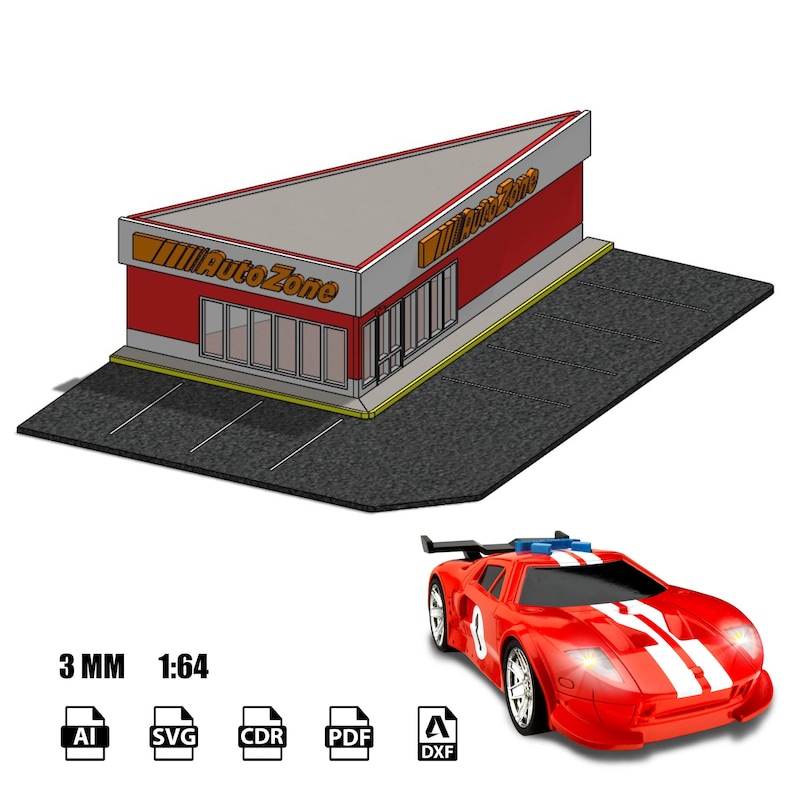 Digital File Auto Zone Diorama Vector Model Hotwheels 1:64 - Etsy