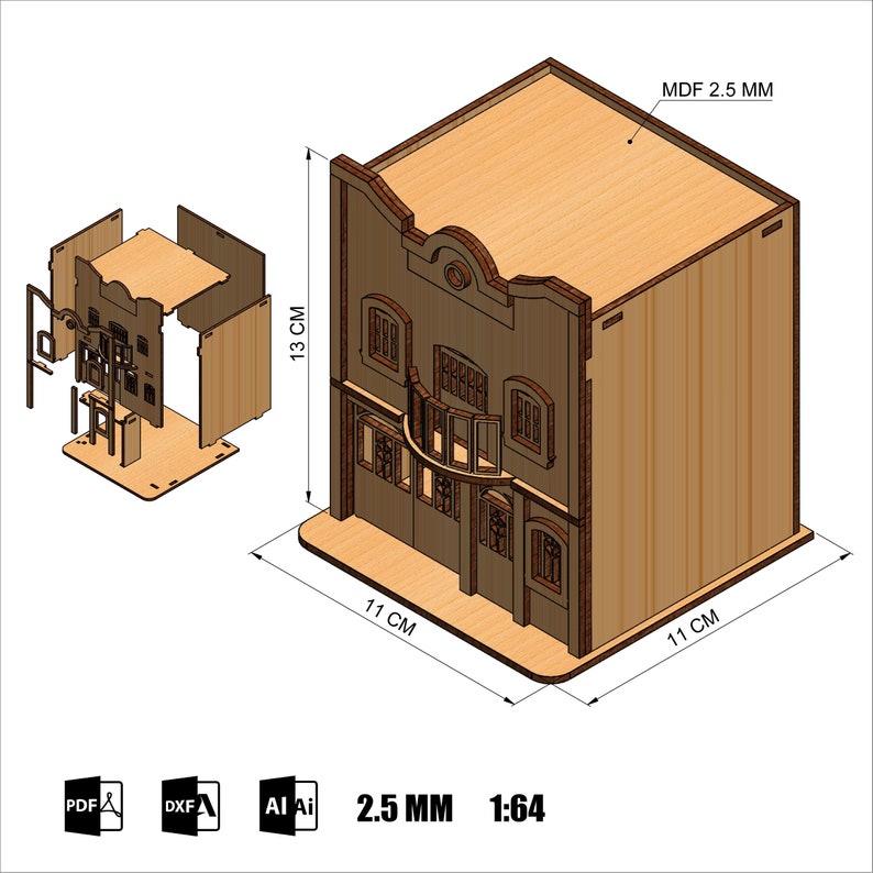 Archivo Digital Display House Svg, Dxf, MDF 2.5 Mm - Etsy México
