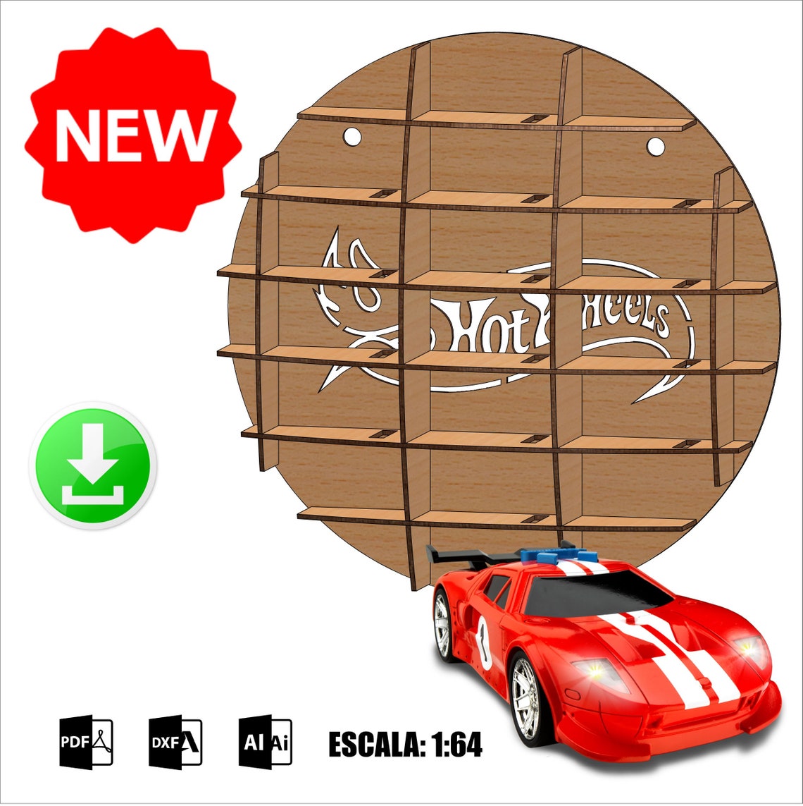 Digital File Shelf Display Hotwheels 14 Carts Svg Dxf PDF MDF 2.5 Mm - Etsy