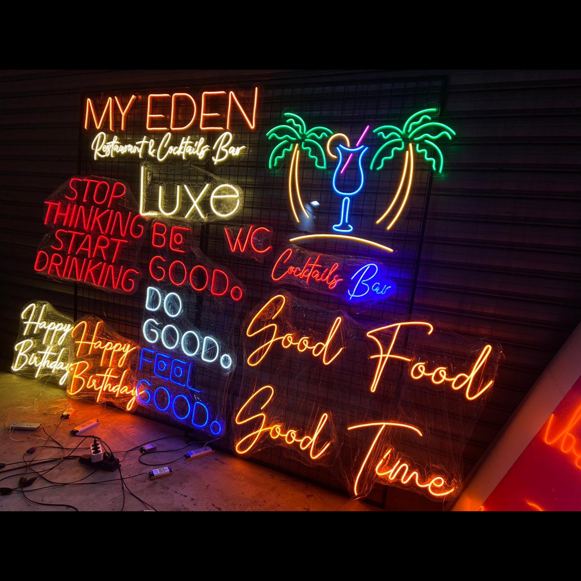 Stop Thinking Start Drinking Neon Wall Sign, Colorful Neon Sign, Unique ...