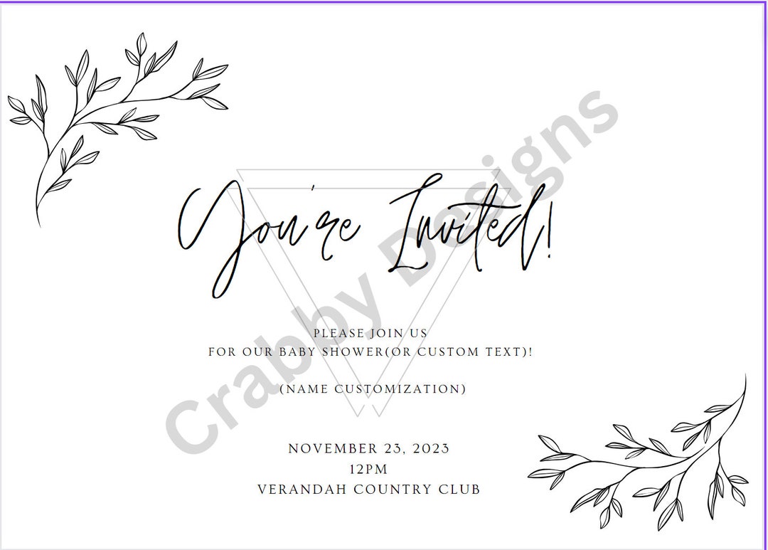 Invitation Card - Minimalist - Etsy