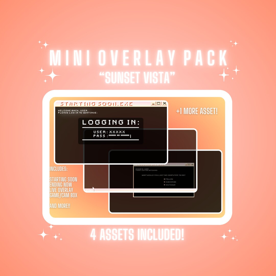 RETRO PC OVERLAY Package for Twitch, Streaming, Youtube Cute Retro ...