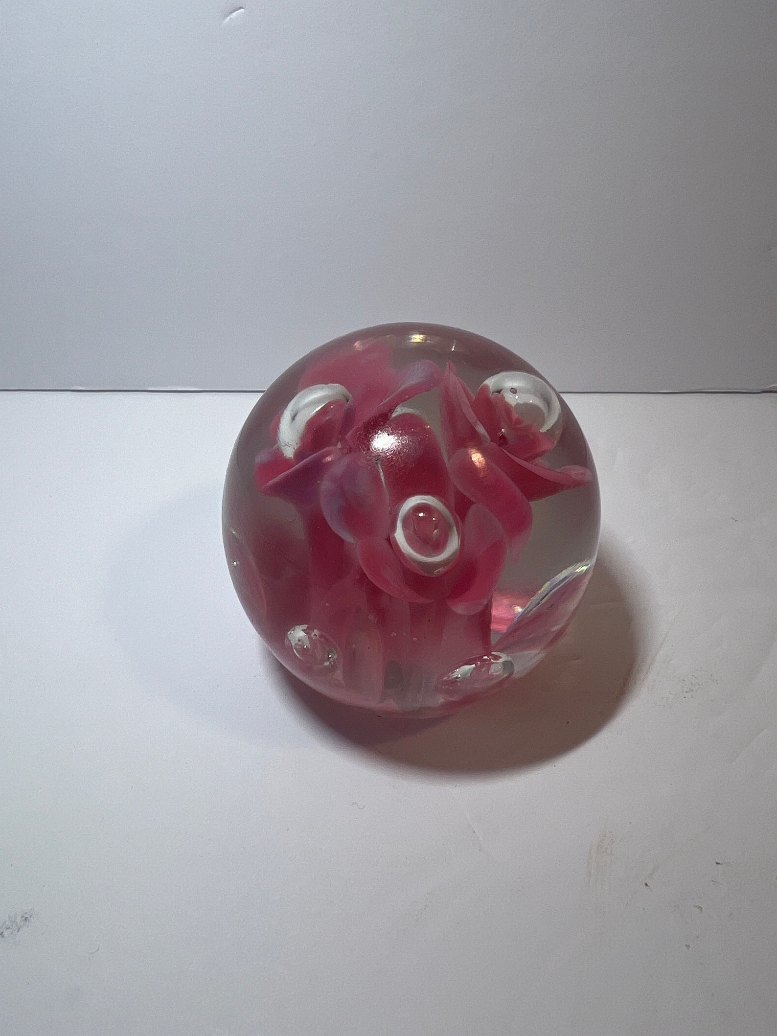 Vintage Glass Paperweight Joe Rice/st Clair Style 1990's Pink Bubble ...