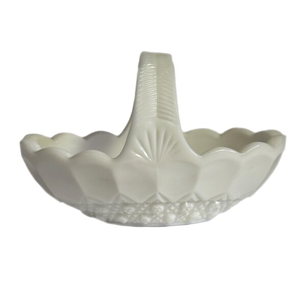 Milk Glass Basket - Etsy