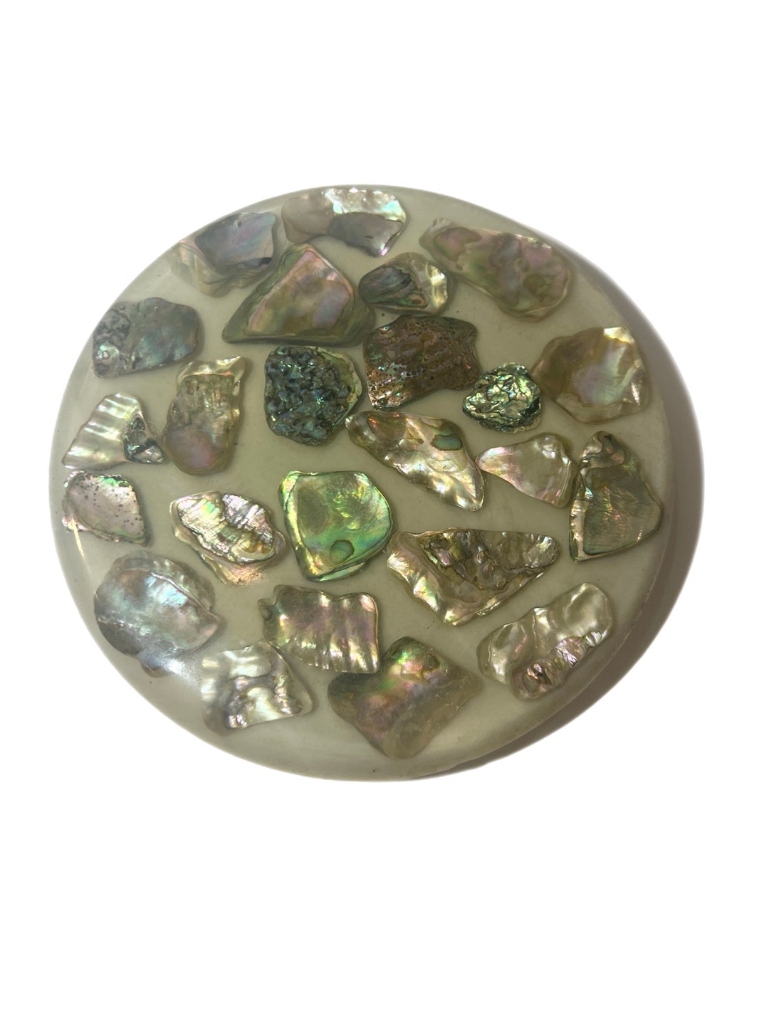 Abalone Shell Hot Plate Trivet | Polished Paua Smudge Lucite Acrylic ...