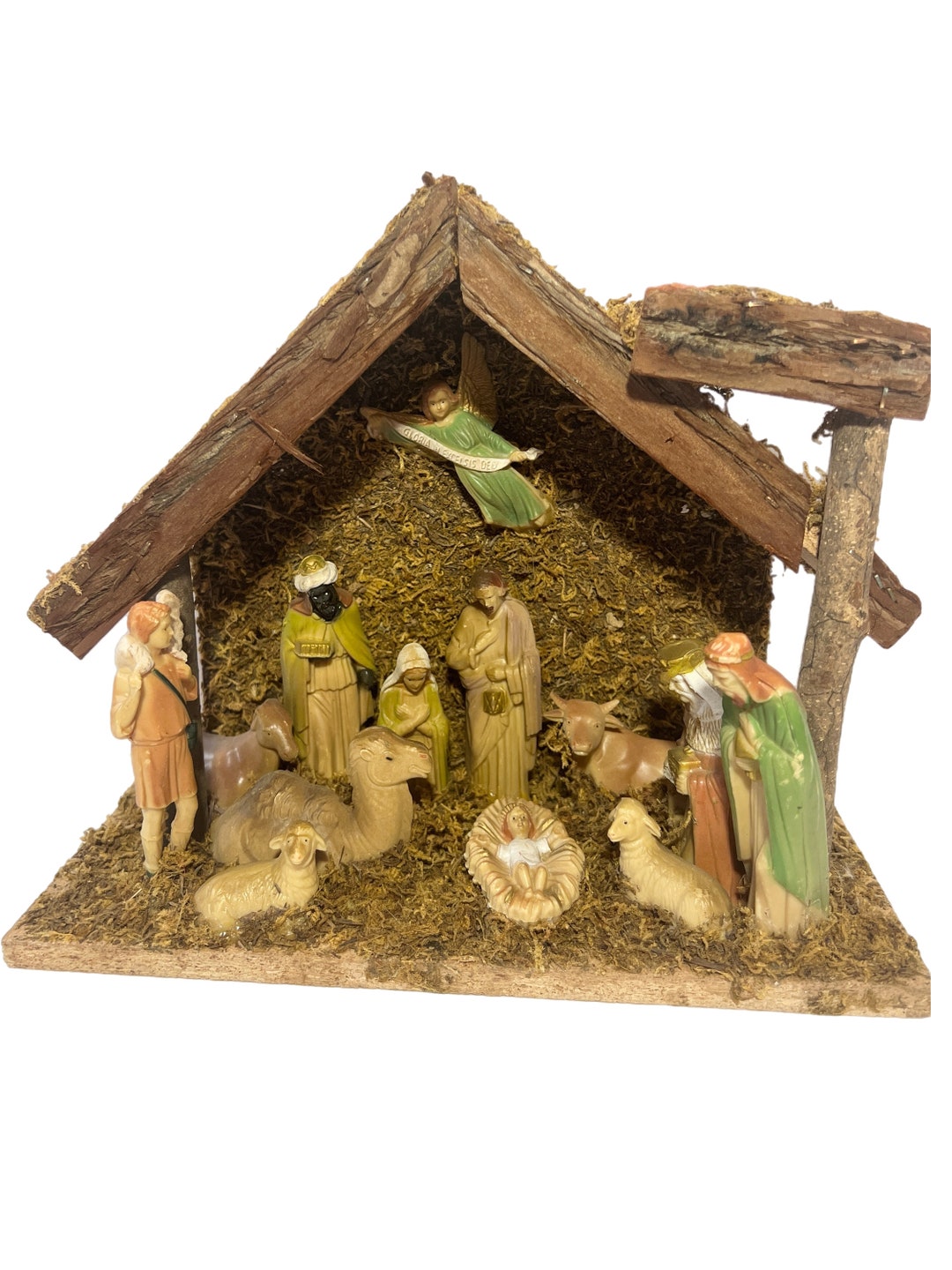 Vintage Fontanini Italian Nativity Set Wooden Creche Manger Christmas ...