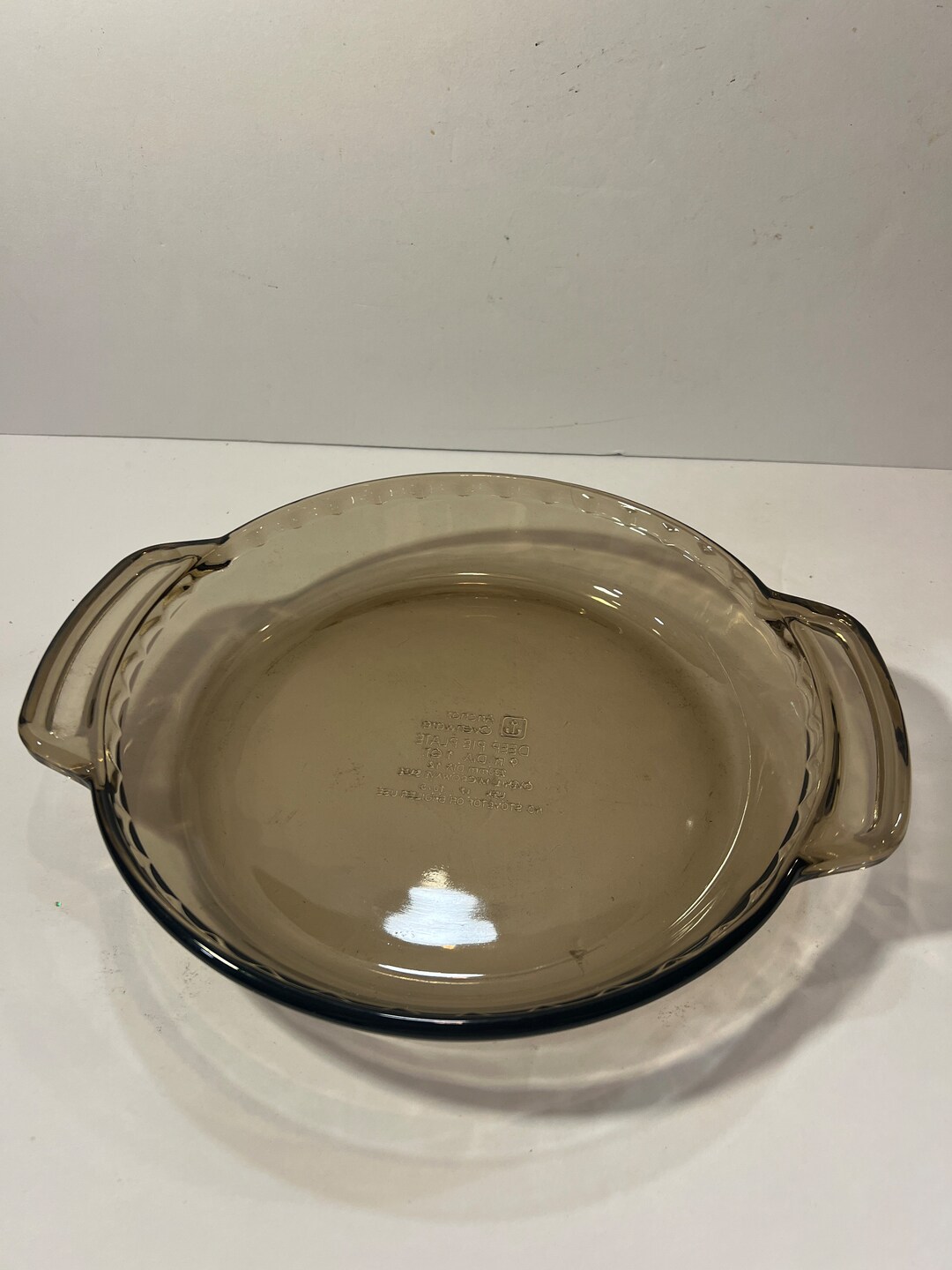 Vintage Anchor Hocking Deep Dish Pie Plate Smoke Brown Glass 17 1075 ...