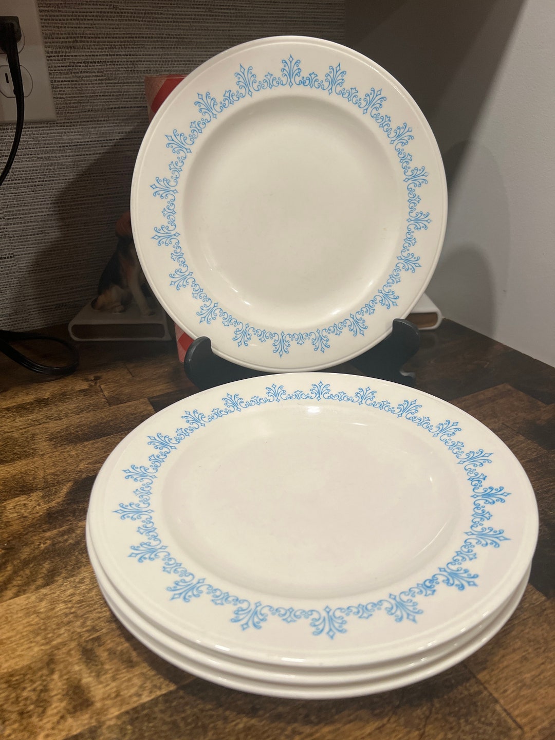 Set 4 Rare Vintage buffalo China Dinner Plates blue and White ...