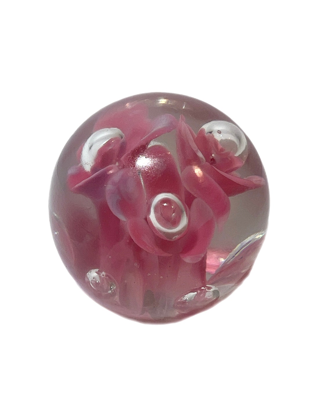 Vintage Glass Paperweight Joe Rice/st Clair Style 1990's Pink Bubble ...