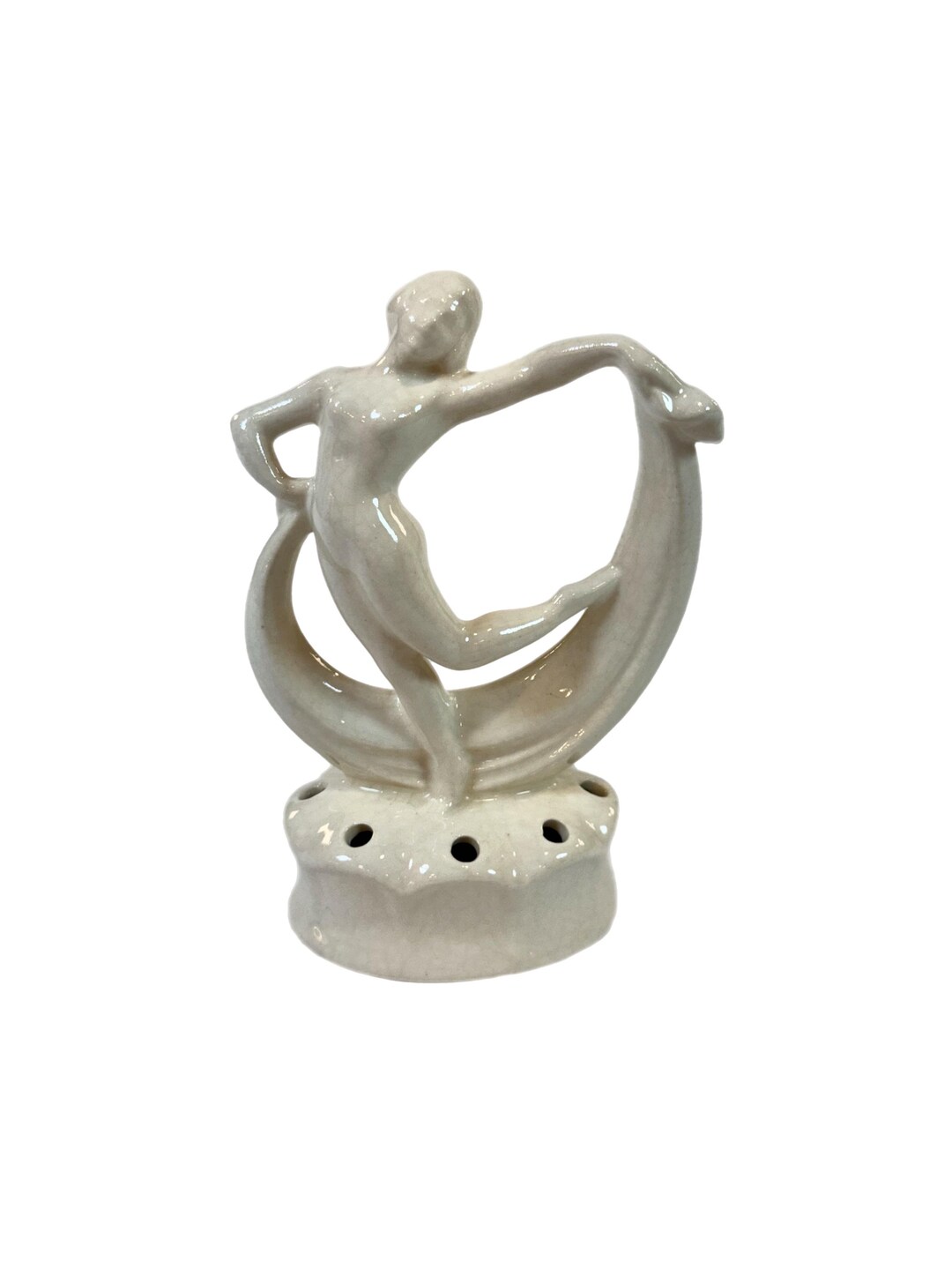 Pottery Flower Frog | Art Deco Nouveau | White Porcelain Semi Nude ...